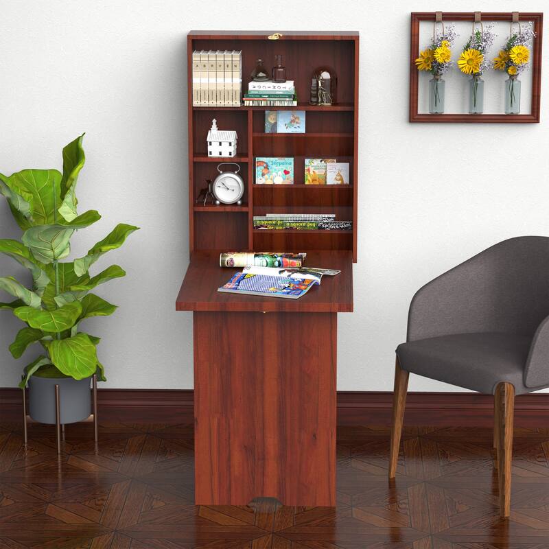 HomCom Compact Fold Out Wall Mounted Convertible Workstation Desk With ...