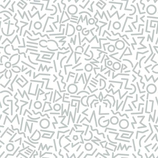 Grey & White Stranger Things Doodles Peel and Stick Wallpaper by ...