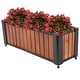 Slatted Wood Planter Box with Removable Insert - 14.75” H - Bed Bath ...