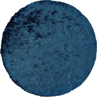 10' Blue And Green Round Shag Tufted Handmade Area Rug - 3'6" - Bed ...