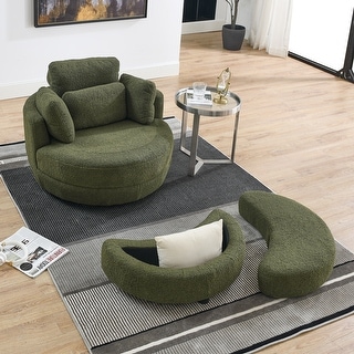 Modern Accent Round Loveseat Circle Swivel Barrel Chairs for Bedroom ...