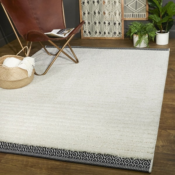 textured border rug