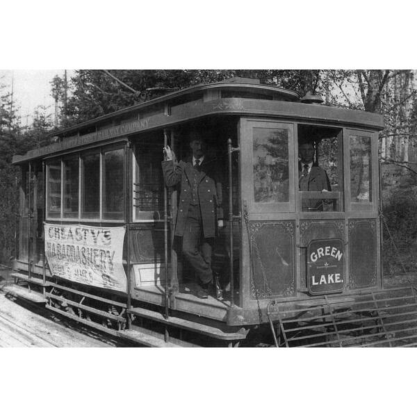 Green Lake Trolley Black and White Gallery Wrapped Canvas - Bed Bath ...