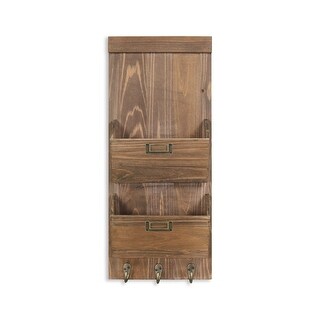 Brown Wood 2 Slot Letter Holder with 3 Hooks - Bed Bath & Beyond - 36560870