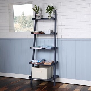 Ladder Shelf 5-Tier Bookshelf Storage Rack Wall Leaning Shelf Free ...