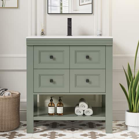36"/48" Open Shelf Bathroom Vanity with Drop in Sink Drawer - On Sale ...