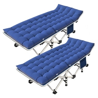 2 Pack Camping Cot with Mattress Comfortable Cot Bed Folding Cot Heavy ...
