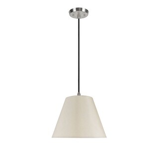 Aspen Creative 1-Light Fabric Lamp Shade Hanging Pendant, Ivory - SATIN NICKEL - SATIN NICKEL ...