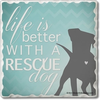 Rescue Dog 4 Pack Absorbent Stone Coaster with Protective Cork Backing ...