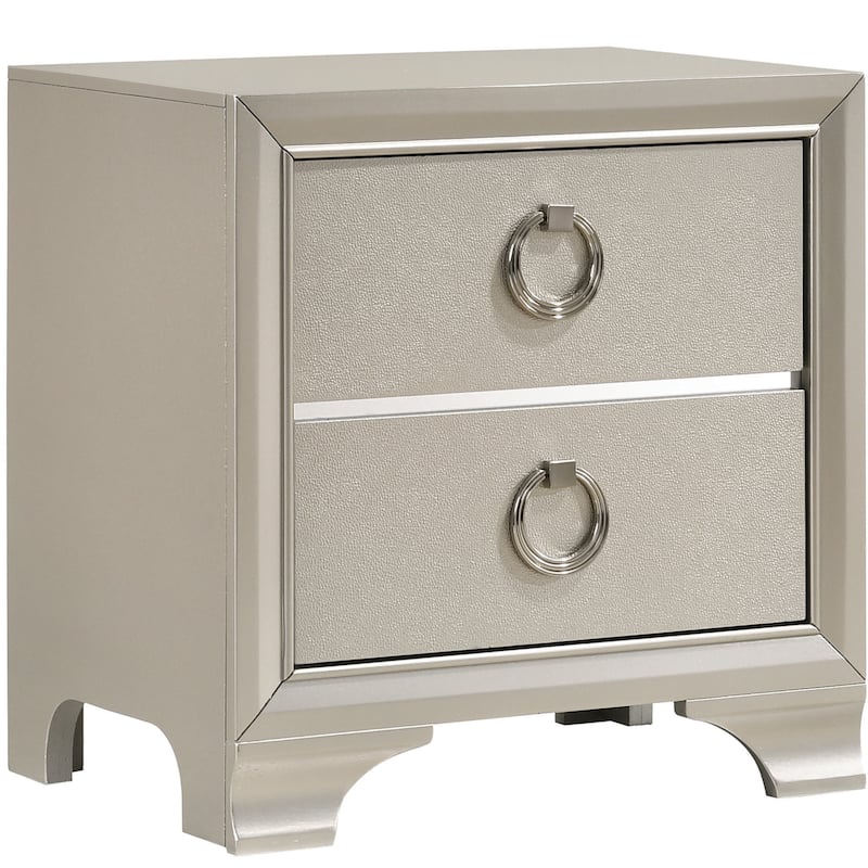 Modern Elegant Design Metallic Sterling 2-Drawer Nightstand - Overstock ...
