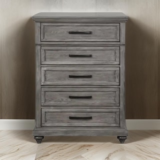 Fimmy 54 Inch Tall Dresser Chest with 5 Drawers, Rustic Gray Wood ...