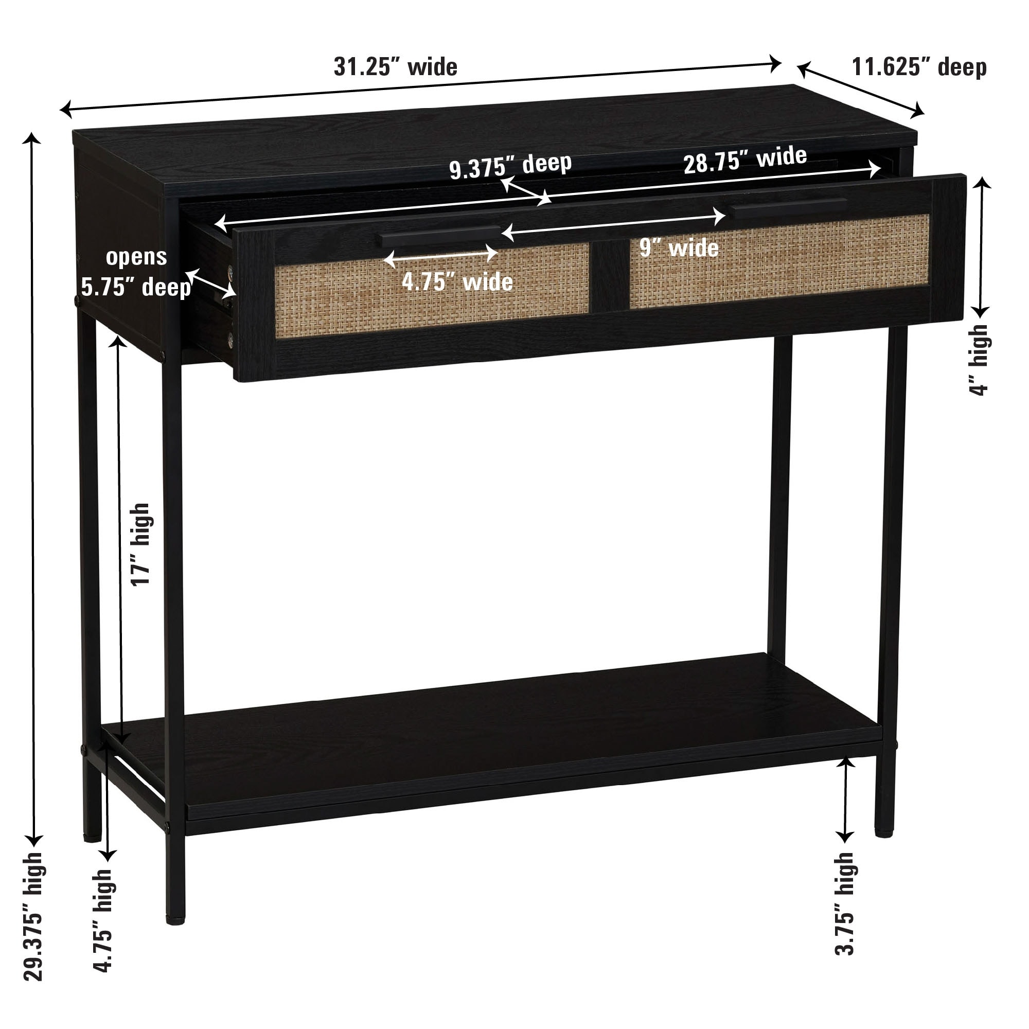 Household Essentials Bungalow Console Sofa Table with Storage Shelf and 2 Drawers 11.6 L x 31.3 W x 29.5 H On Sale Bed Bath Beyond 35664169