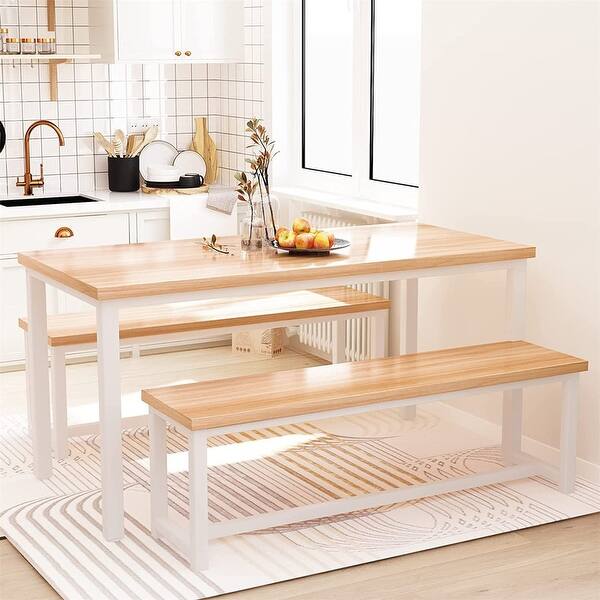 Charming Simple Style Dining Table Set with a Table and two Benches ...