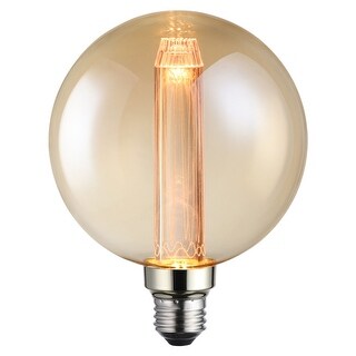 LED G125 Globe Edison Bulb Dimmable, Amber, E26 Base, 2000K Soft Warm ...