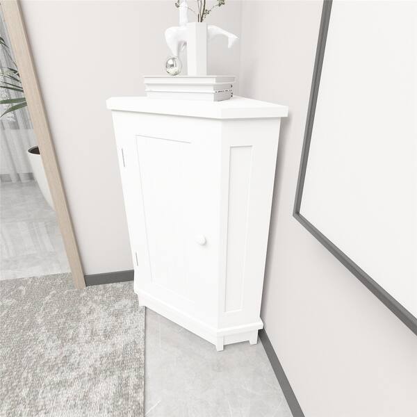 Modern Style Triangle Corner Storage Cabinet with Adjustable Shelf ...