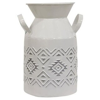 Aztec White Metal Milk Can - 9.25" h by 7" w by 5.5" d - Bed Bath ...