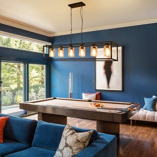 6 Lights Island Lighting Black Dining Room Chandelier Farmhouse Hanging ...