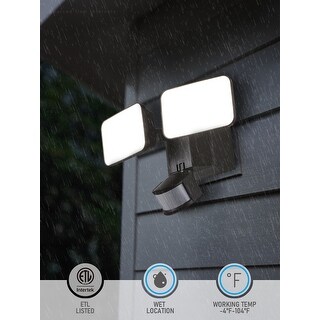 LED Security Light with GFCI Outlets& Motion Sensor, Dusk to Dawn ...