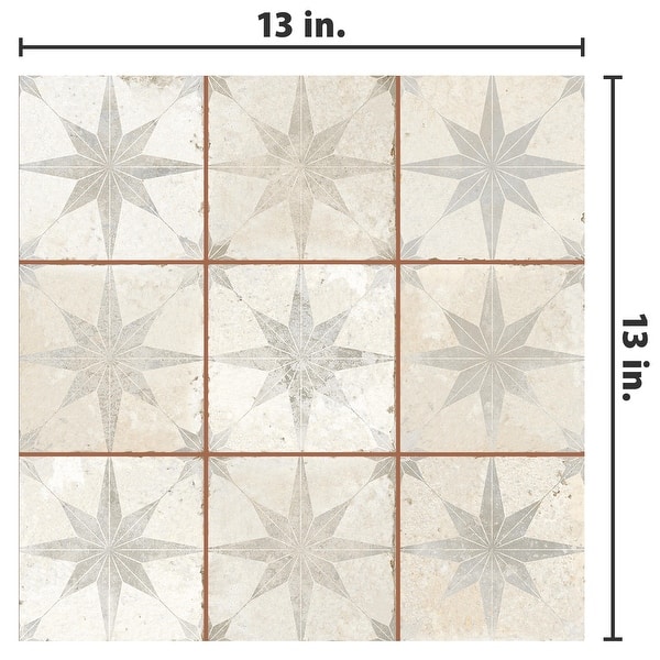 Merola Tile Harmonia Kings Star White 13" x 13" Ceramic Floor and Wall ...