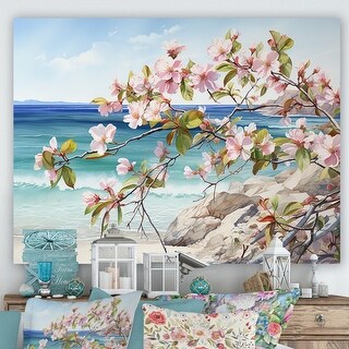 Designart "Apple Blossom On The Beach " Apple Blossom Wall Art - Bed ...