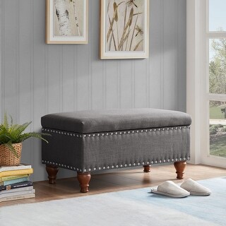 BELLEZE Quincy 35" Storage Ottoman Bench With Bun Legs, 4 colors - Bed ...