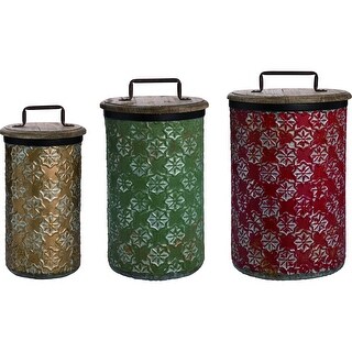 Transpac Metal 17 in. Multicolor Christmas Nested Container Set of 3 ...