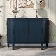 Navy Blue Wooden Entryway Storage Cabinet with Antique Pattern Doors ...