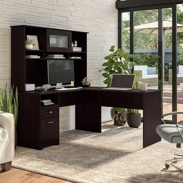 Cabot 60W L Shaped Computer Desk with Hutch by Bush Furniture - Bed ...
