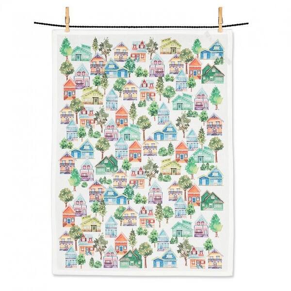 Colourful Houses Tea Towel - Bed Bath & Beyond - 43842192