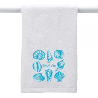 Sea Shells with "Beach Life" - Hand Towel - 16" x 26" - Bed Bath ...