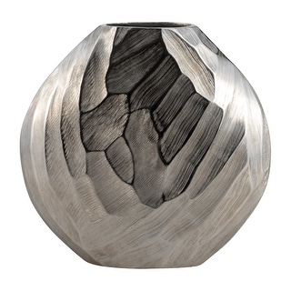 10" Hammered Metal Vase Contemporary Glam Aluminum Silver Vase Unique ...