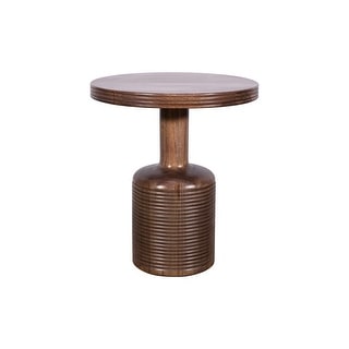 Rise 21 Inch Side End Table, Round Top, Accent Pedestal Base, Brown ...