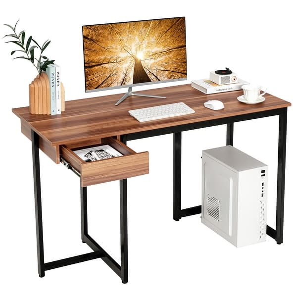 Costway Computer Desk Home Office Gaming Table Workstation Metal Frame ...