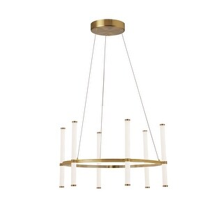36W Chandelier, Aged Brass with White Acrylic Diffuser - Bed Bath ...