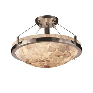Justice Design Alabaster Rocks Ring 3-light Brushed Nickel Round Bowl ...