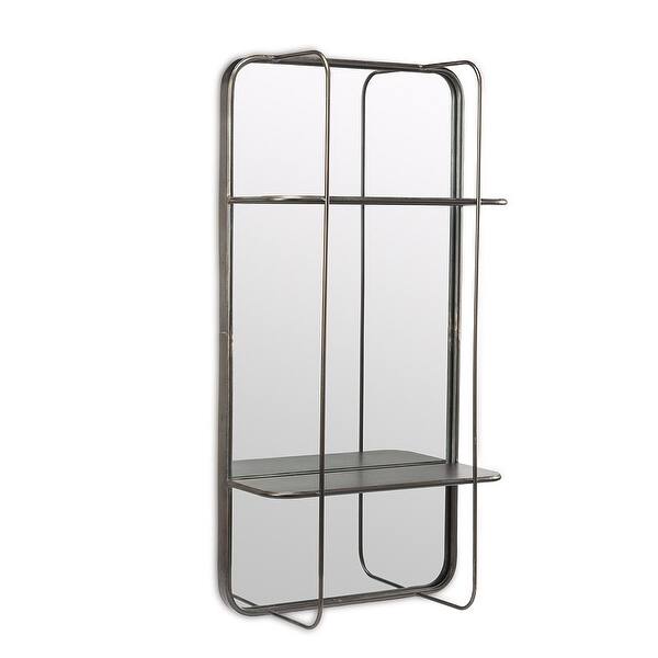 Black Silver Rectangular Metal Mirror With Shelves - Bed Bath & Beyond ...