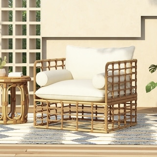 Boho Industrial Style Polyethylene Rattan Outdoor Club Chair - Bed Bath ...