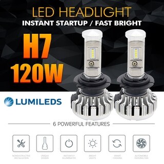 120W 12000LM H7 LED Lamp Headlight Kit Car Beam Bulbs 6000k White ...