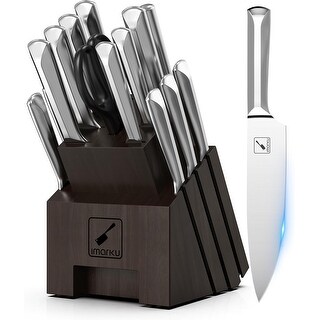 imarku 16 PC Japanese Stainless Steel Kitchen Knife Set with Sharpener ...