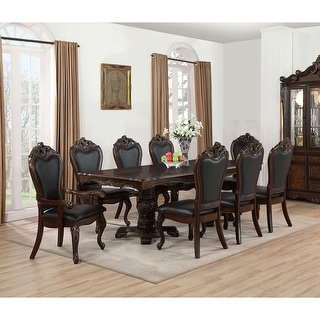 Furniture of America Eugene Traditional Solid Wood 9-Piece Expandable ...