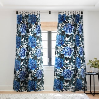 1-piece Sheer Indigo Floral Made-to-Order Curtain Panel - 84 Inches x ...