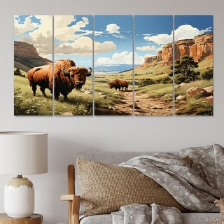 Designart "Prairies Buffalo National Park II" Animals Multipanel Wall ...