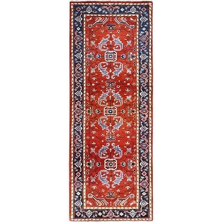 Shahbanu Rugs Chili Red Afghan Peshawar with Serapi Heriz Design Dense ...