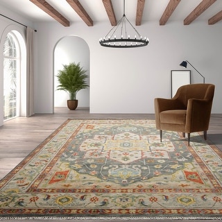 LoomBloom Muted Turkish Oushak Hand Knotted Area Rug Gray Color - Bed ...