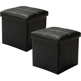 Faux Leather Small Square Foot Rest Stools - Bed Bath & Beyond - 36024123