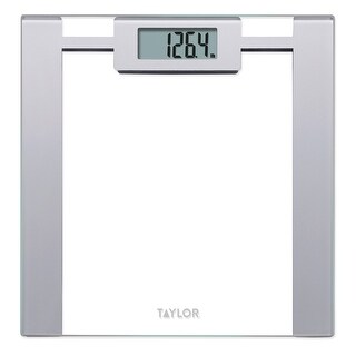 Taylor Digital Bathroom Scale, Glass with Silver Metallic Accents - Bed ...