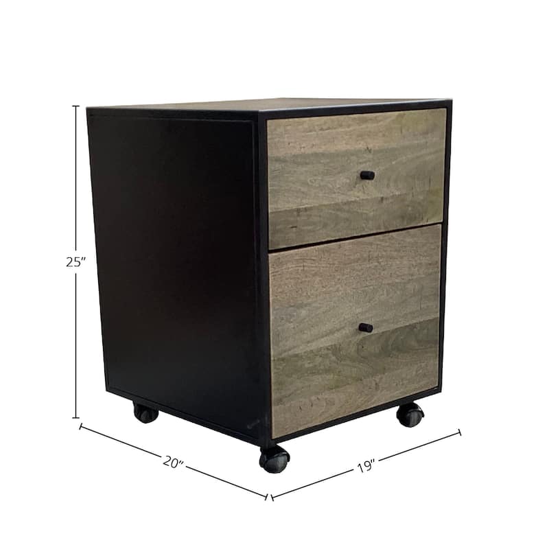 Mason Steel & Mango Wood 2-Drawer File Cabinet - Overstock - 36367605