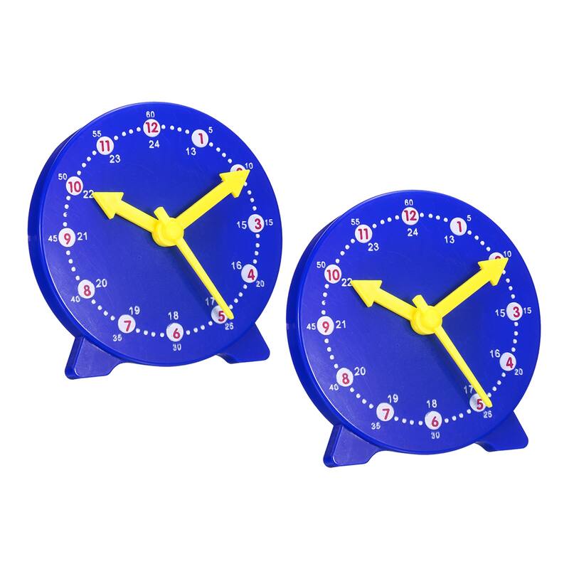 4 inch Teaching Clock Learning Time 24 Hour 3 Pointers Geared, Blue ...