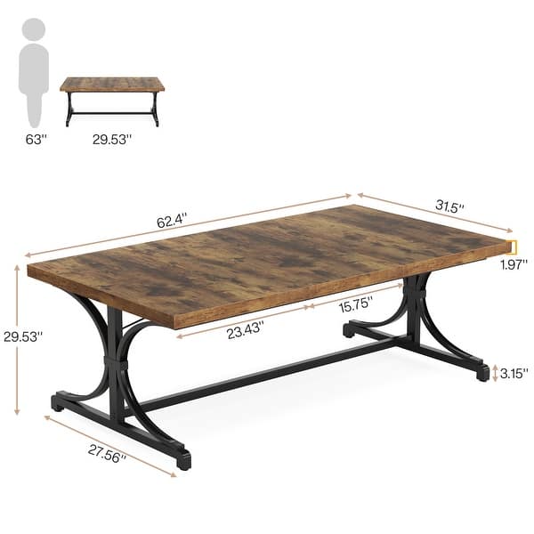 62.4-Inch Computer Desk with Solid Metal Legs for Home Office - Bed ...