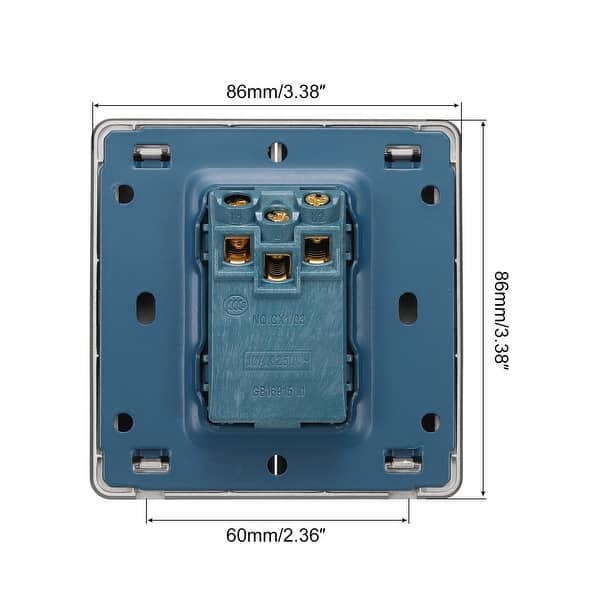 Light Switch Wall Panel Push Button 2 Gang 1 Way Grey 250V 10A ...